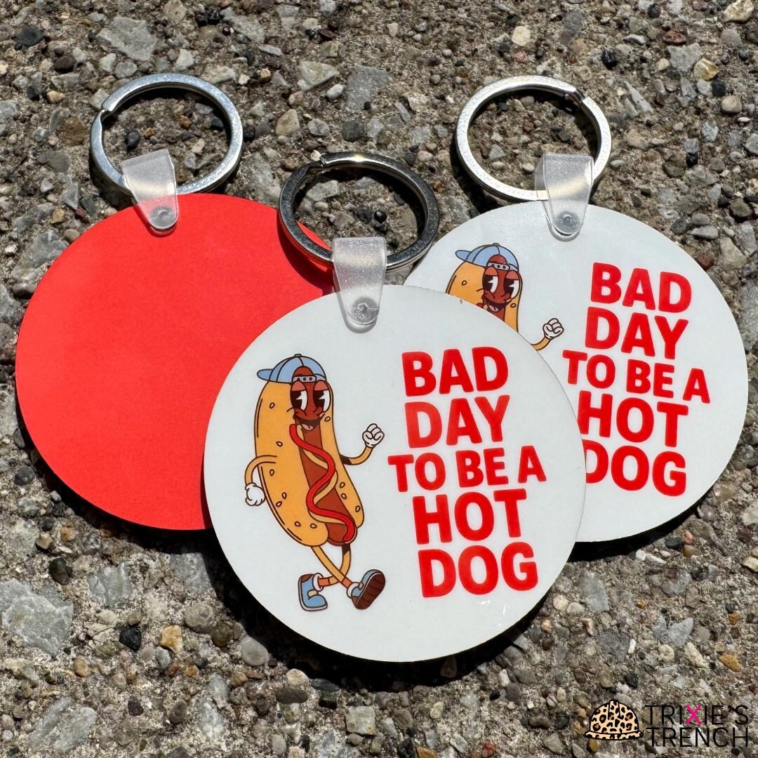 Bad Day to Be a Hot Dog Key Chain | 2.5" Diameter | Key Ring - Etsy
