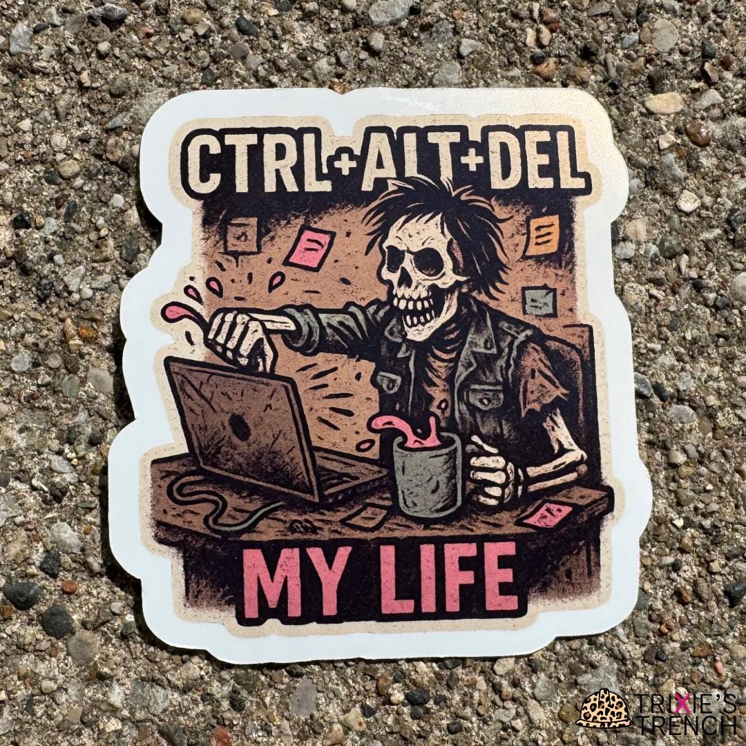 CTRL ALT DEL Skeleton Laptop Sticker: Funny Waterproof Vinyl Decal - Etsy