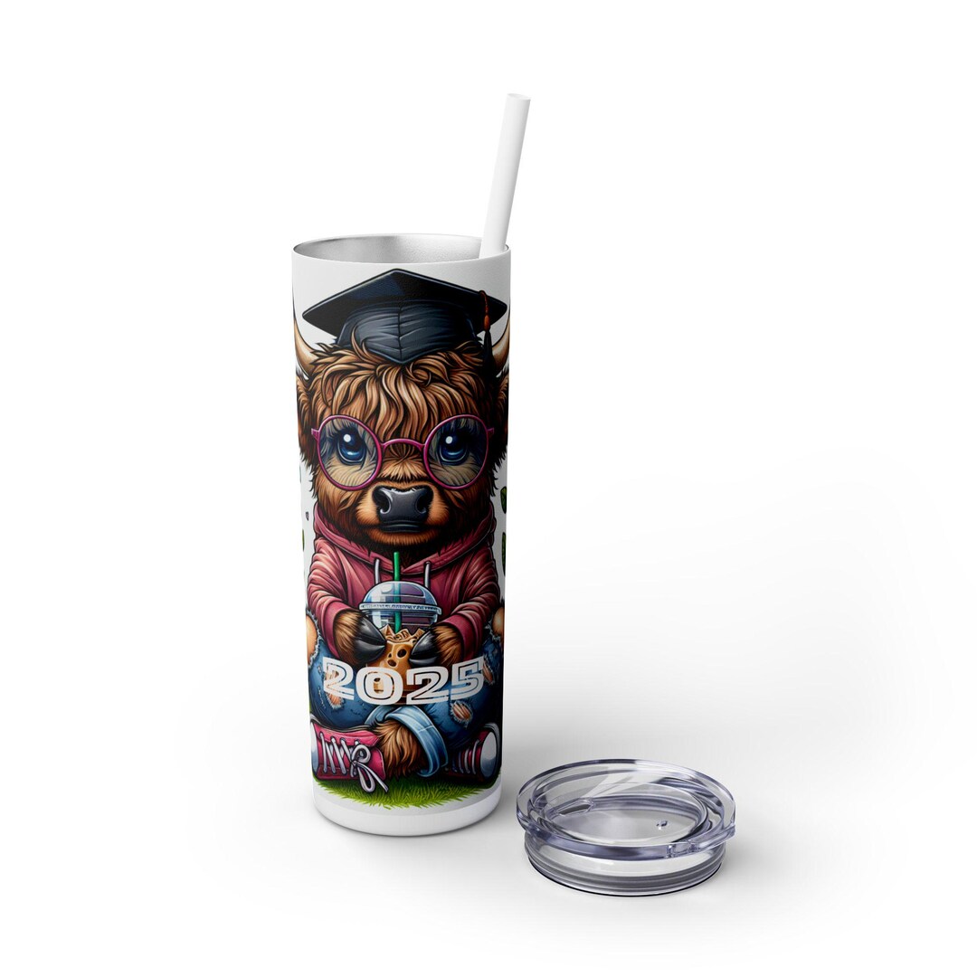 Cute Graduation Cow Skinny Tumbler 2025 Grad Gift, Grad Drinkware, Eco ...