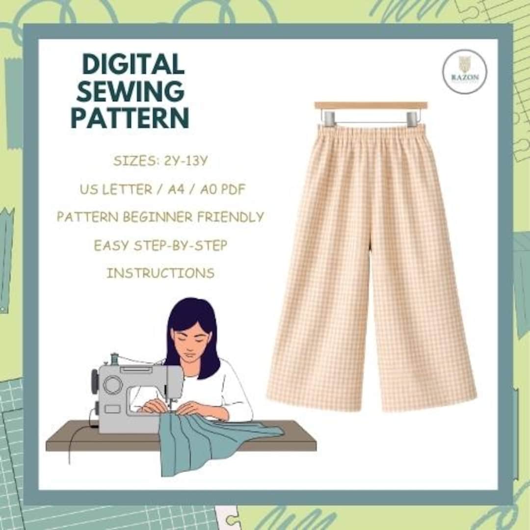 Breeze Trouser Sewing Pattern | Girls Wide Leg Pants PDF Pattern ...
