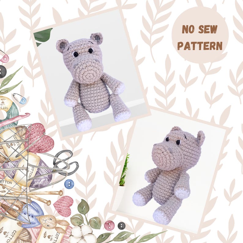 Happy Hippo Amigurumi Crochet Pattern PDF – No-sew, Cute and Chubby ...