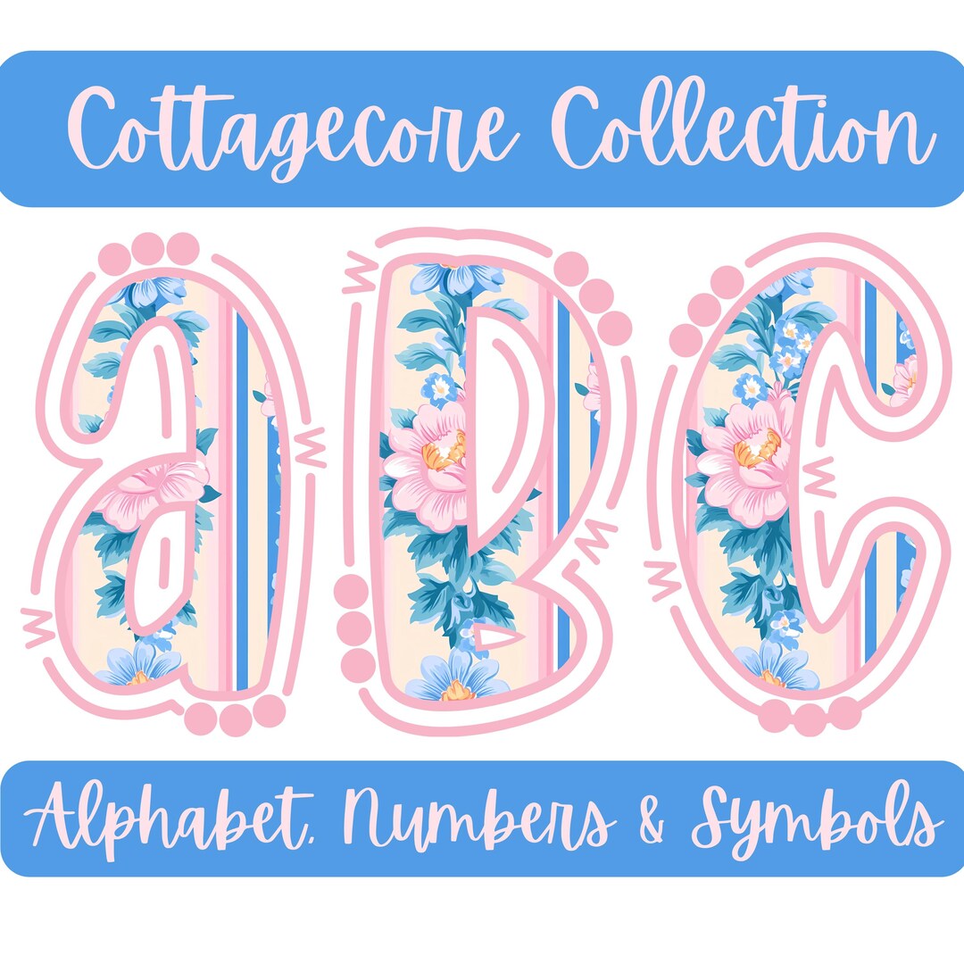 Cottagecore Custom Alphabet PNG | Canva Outline Dots | Tshirts Tumblers ...