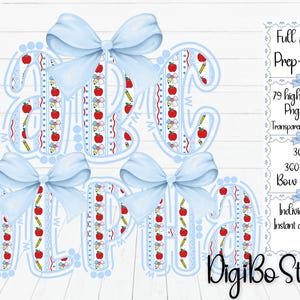 Preppy Back to School Full Alphabet PNG Design | Vertical Lines ...