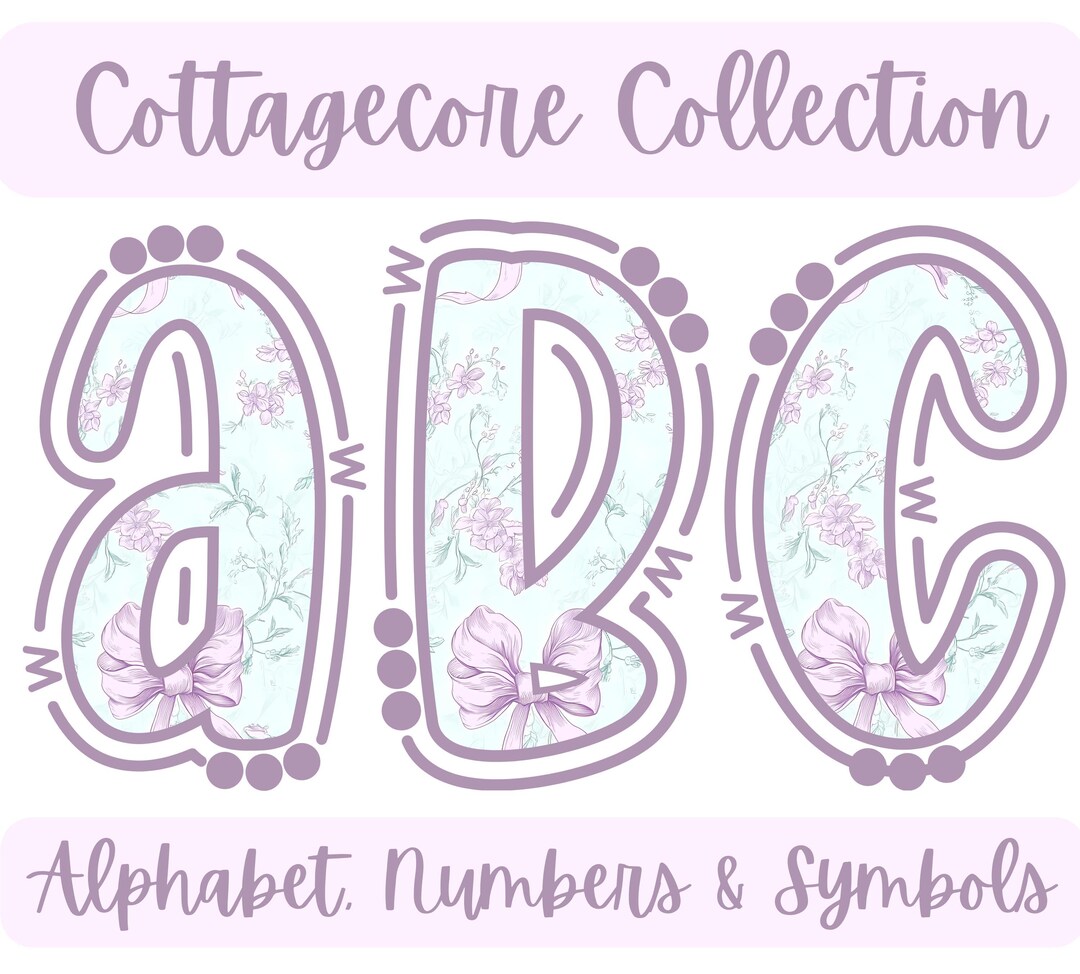 Cottagecore Alphabet PNG | Custom Canva Outline Dots | Tshirts Tumblers ...