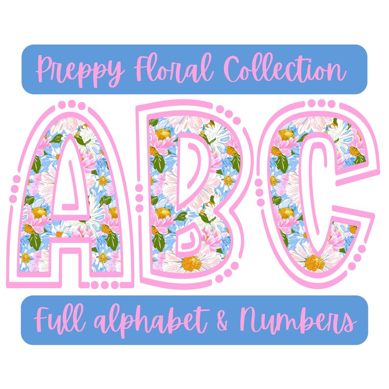 Preppy Floral Alphabet Colorful PNG | Custom Canva Letters Outline Dots ...