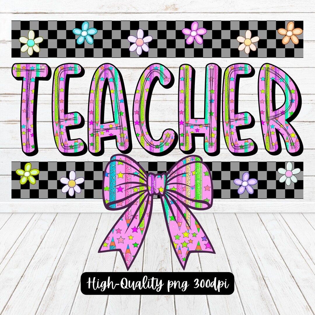 Preppy Teacher Checkered Colorful PNG | School | Teach | Educator ...