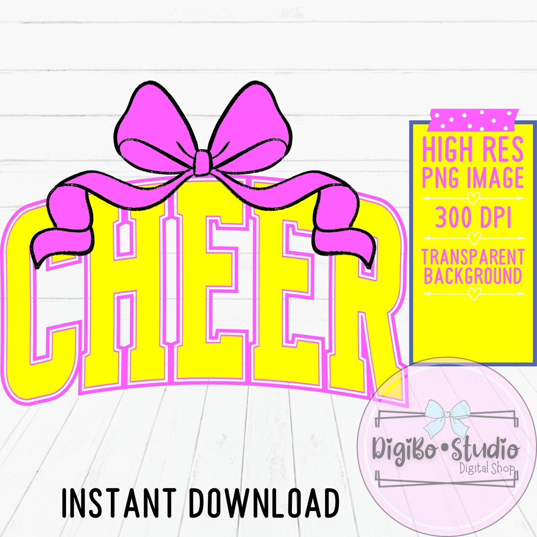 Cheer Coquette Bow Arched Word PNG | Neon Summer | Cheerleading Preppy ...