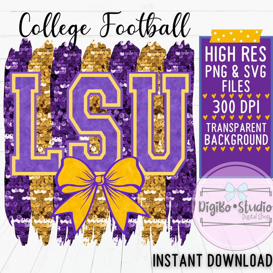 LSU Tigers Football PNG SVG Digital | Purple Gold Sequins | Tshirts ...
