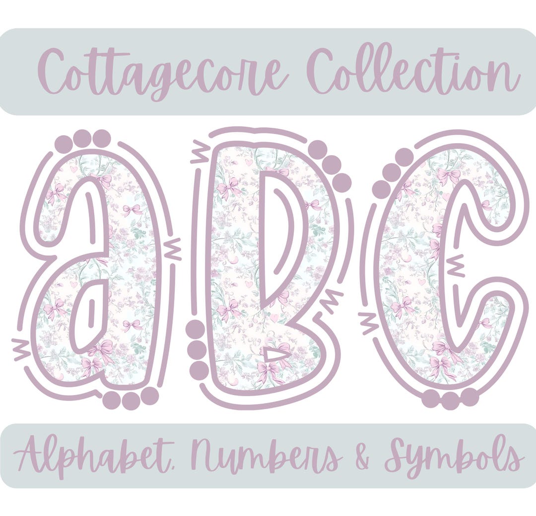 Cottagecore Alphabet PNG | Custom Canva Outline Dots | Tshirts Tumblers ...