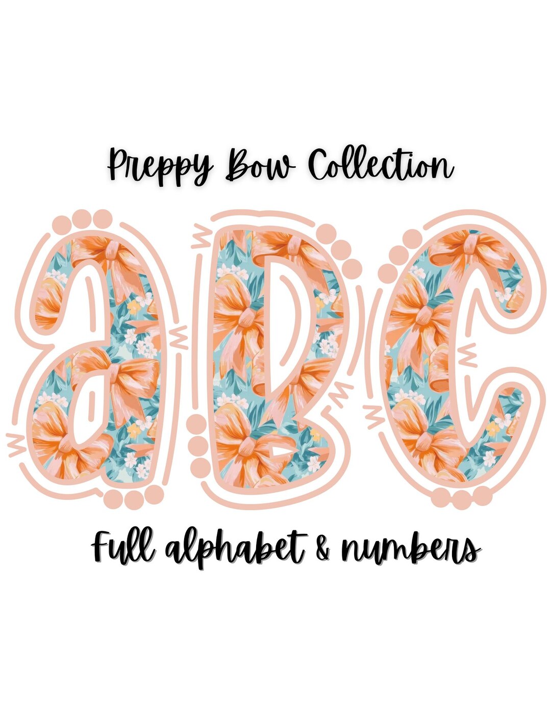 Preppy Bows | Custom Outline Dots Alpha Letters | Collection | Tshirts ...