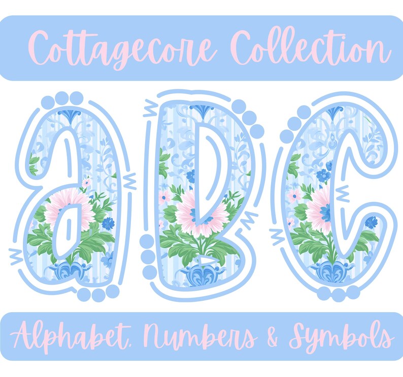 Cottagecore Alphabet PNG | Custom Canva Outline Dots | Tshirts Tumblers ...