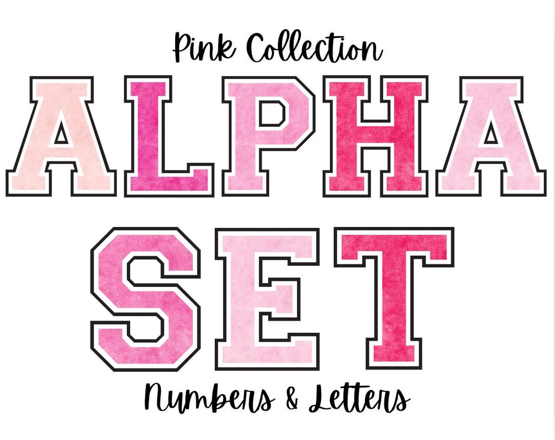 Custom Canva Varsity Alpha Letters Bundle | Pink Distressed Grunge ...