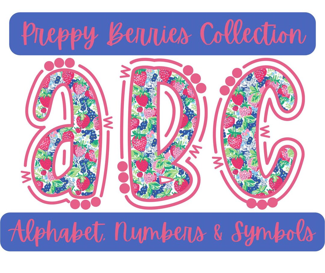 Preppy Berries Custom Canva Outline Dots Full Alphabet | PNG Digital ...