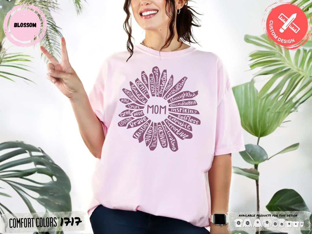 Mom Flower Word Art Shirt, Cute Mother's Day T-shirt, Thoughtful Gift ...