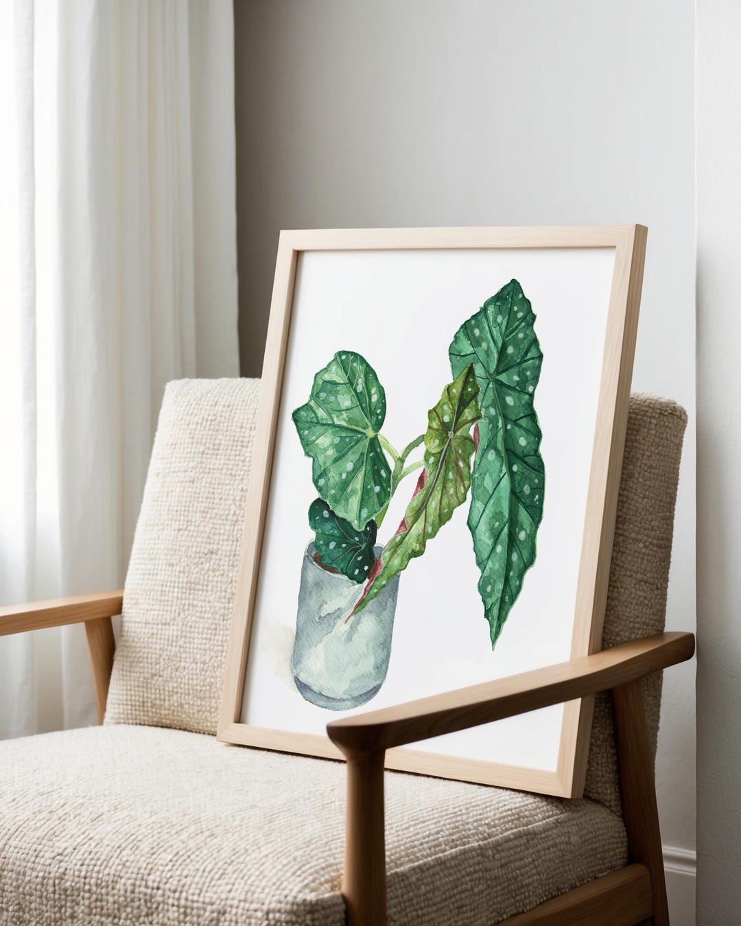 Printable Begonia Maculata Watercolor Art – Botanical Wall Decor, Polka ...
