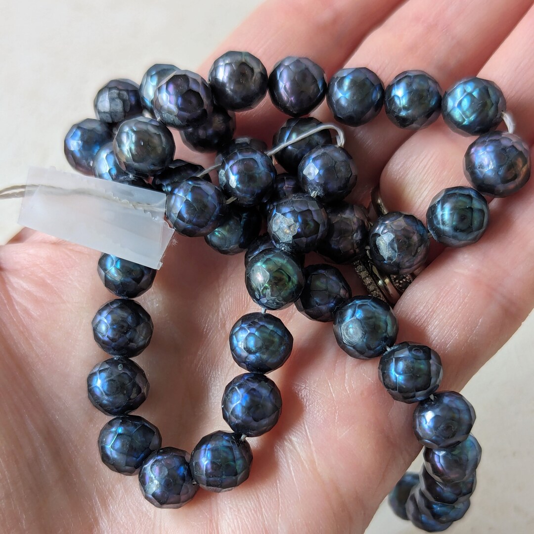 Rare Faceted Freshwater Pearls, Dark Blue Faceted Pearls, 8 Mm Pearls ...