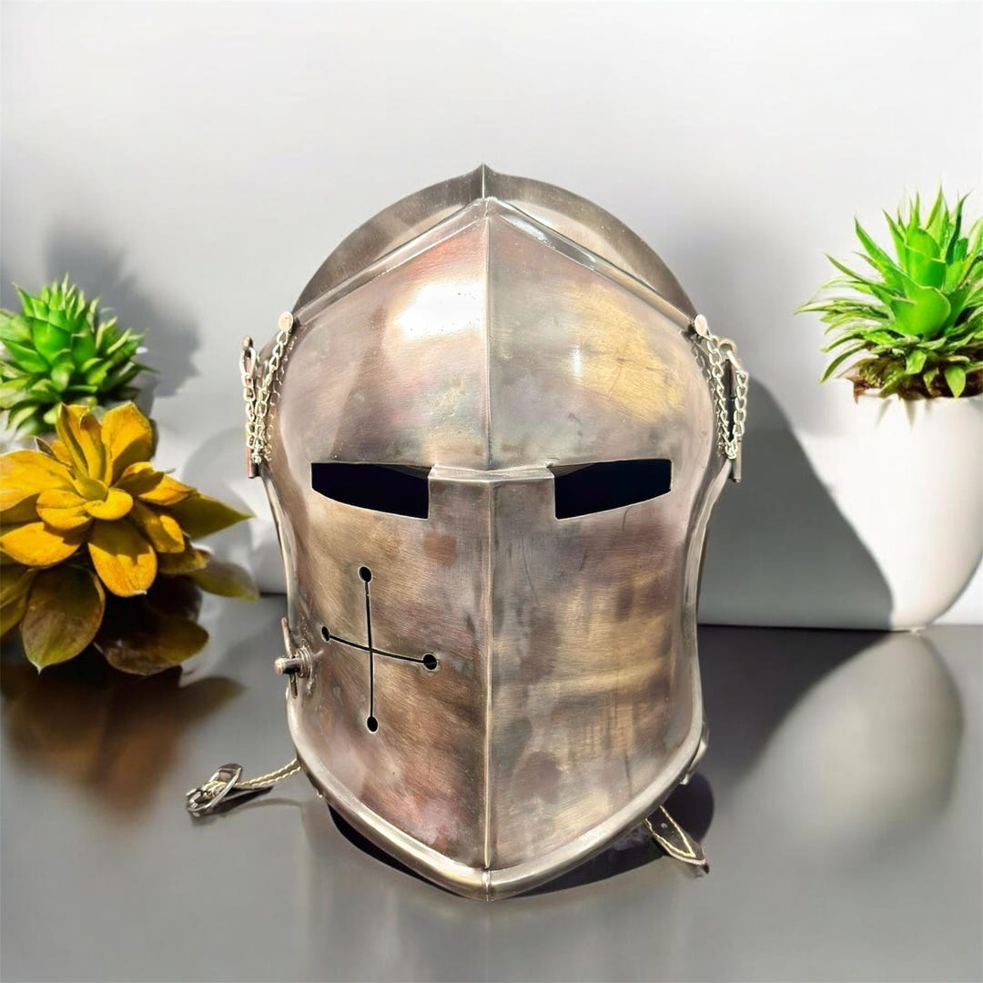 Medieval Barbuta Helmet – Handmade Metal Armor, Crusader Knight Helm ...