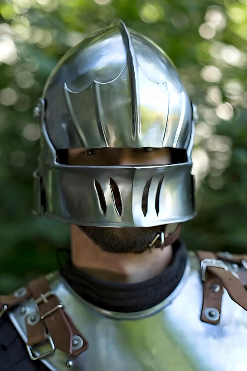 Medieval Gothic Sallet Knight Helmet Steel Visored Armor Handmade ...