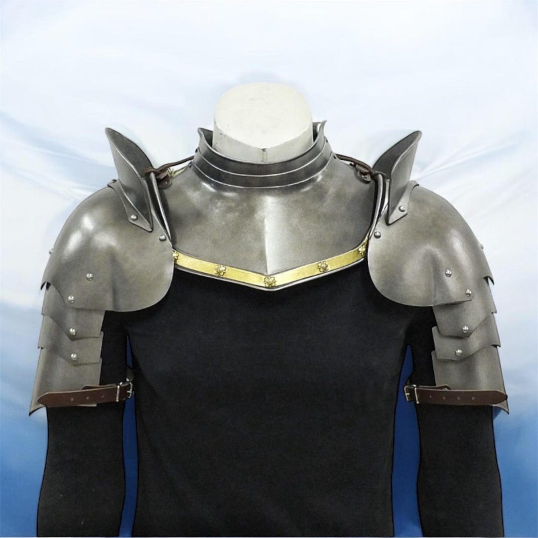 Medieval Knight Steel Armor Set: Pauldron & Gorget - LARP Cosplay ...