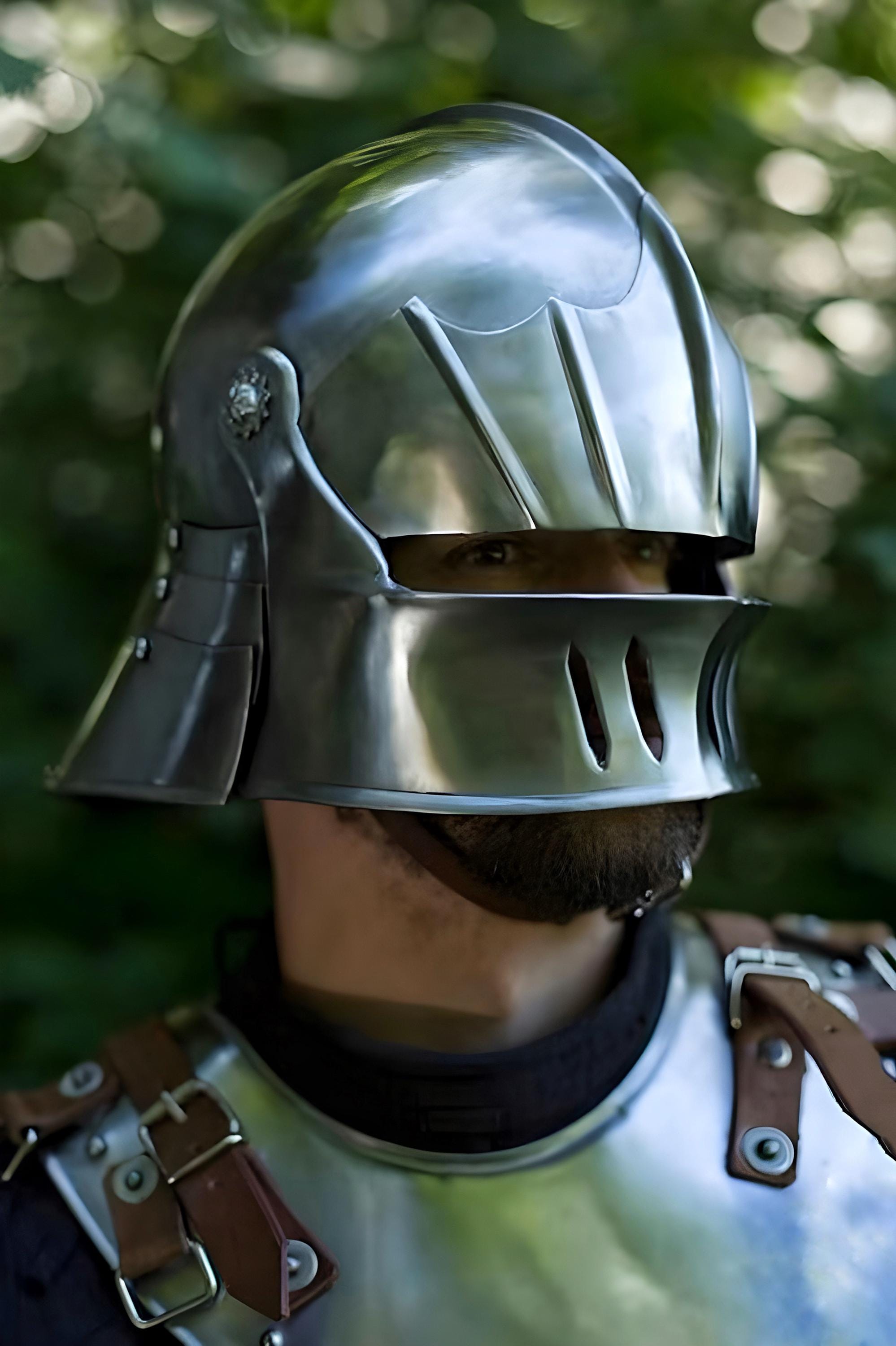 Medieval Gothic Sallet Knight Helmet Steel Visored Armor Handmade ...