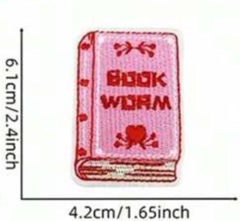 Embroidered Book Patches, Pink Bookworm, Book Lover Designs - Etsy