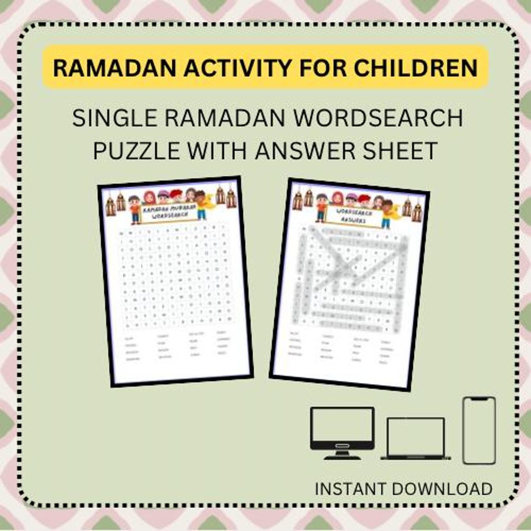 Ramadan Wordsearch Activity - Digital Download - Etsy