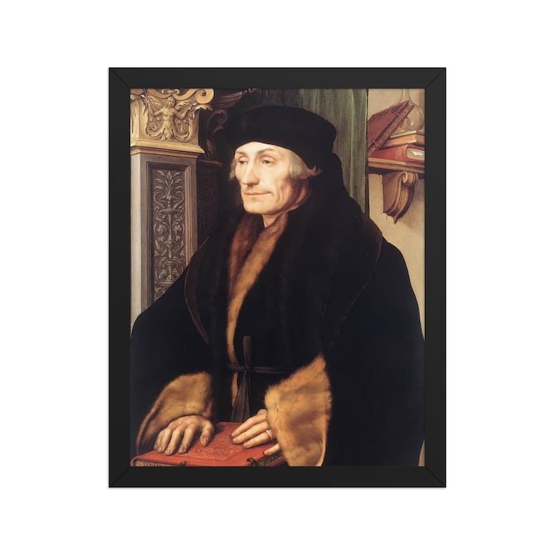 Portrait of Erasmus of Rotterdam by Hans Holbein the Younger Framed ...