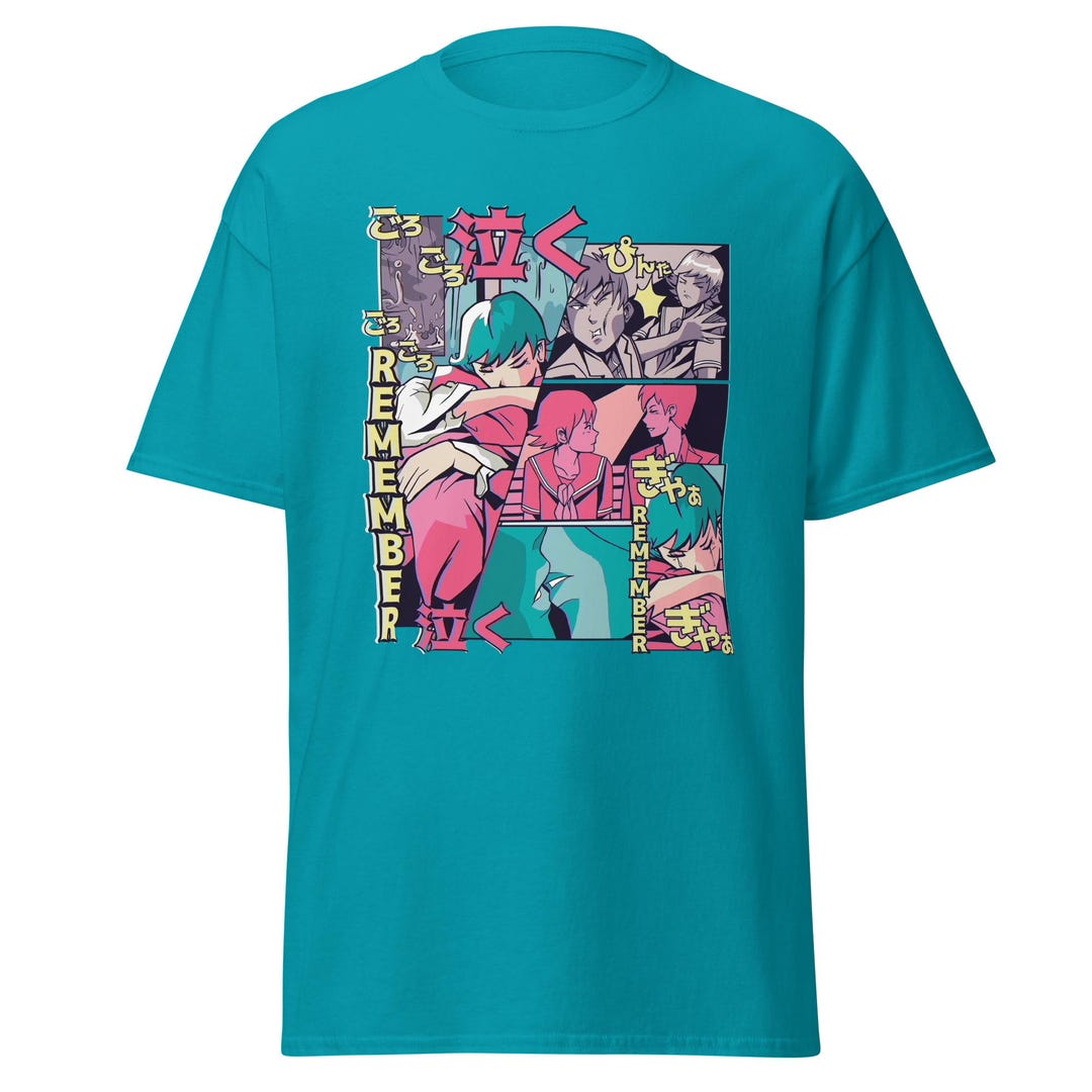 Manga Moments T-shirt, Nostalgic Anime Scenes Tee, Colorful Manga Panel ...
