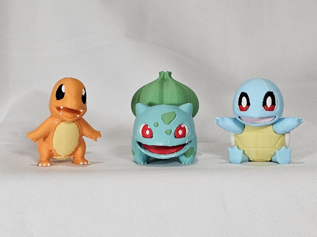 3D Printed Pokemon Generation 1 Starter Set Bulbasaur, Squirtle ...