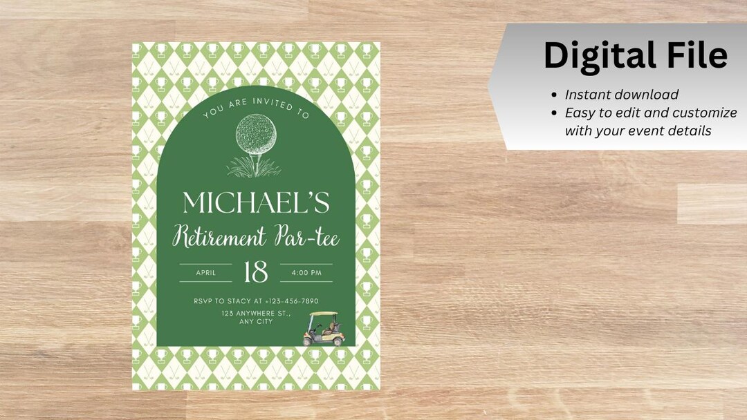 Retirement Par-tee Invite, Golf-themed Retirement (instant Digital ...