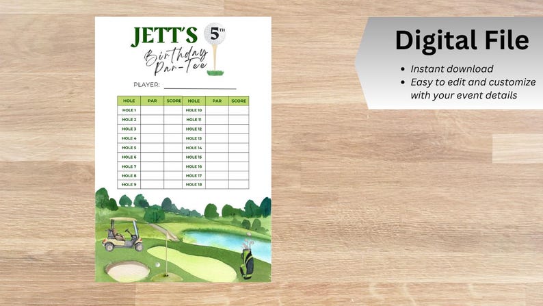 Mini-golf/ Golf Birthday Party Scorecard (instant Digital Download) - Etsy