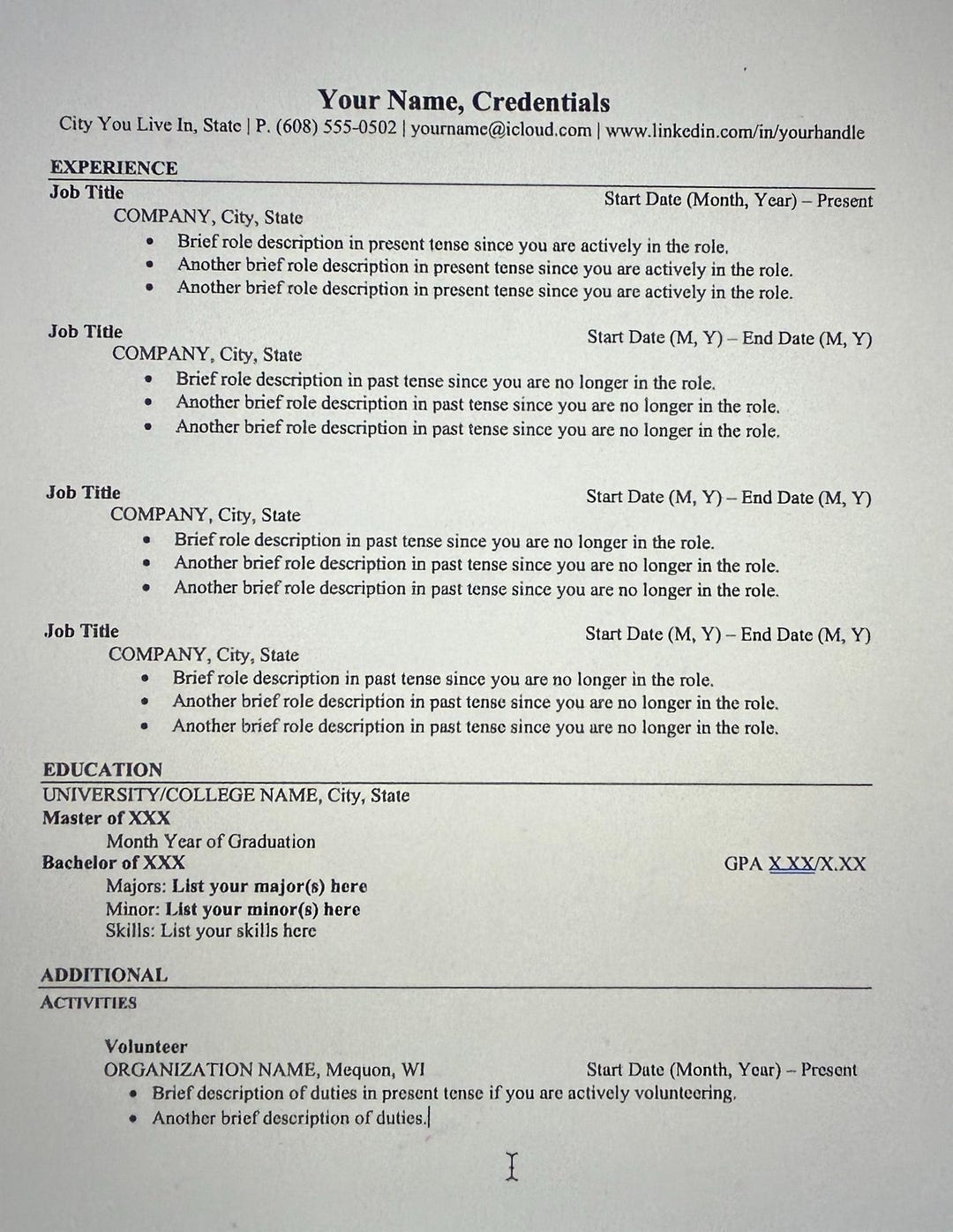 ATS Harvard Resume Template for Young Professionals - Etsy