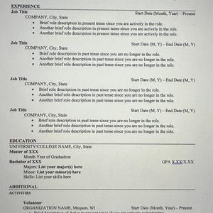 ATS Harvard Resume Template for Young Professionals - Etsy