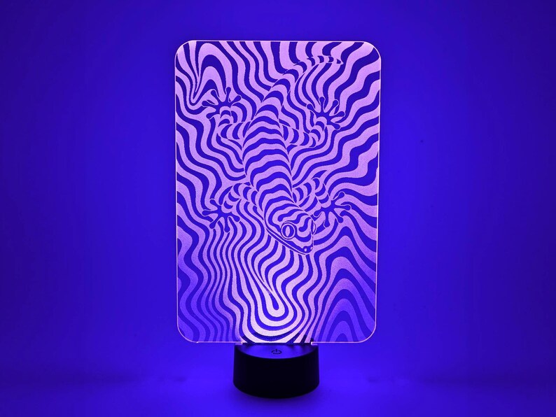 Psychedelic Gecko Night Light | Trippy LED Acrylic Art Lamp - Etsy