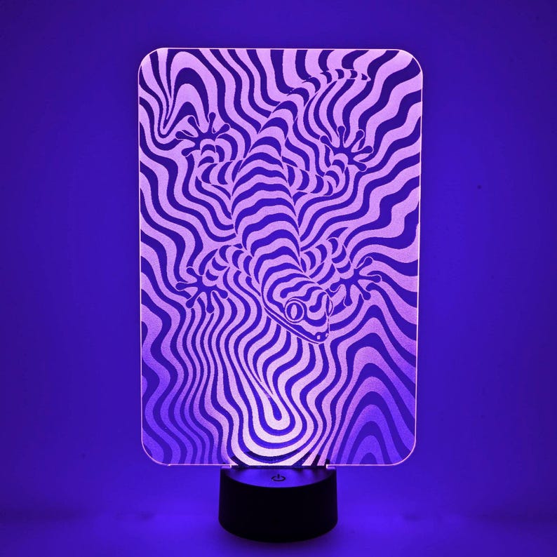 Psychedelic Gecko Night Light | Trippy LED Acrylic Art Lamp - Etsy