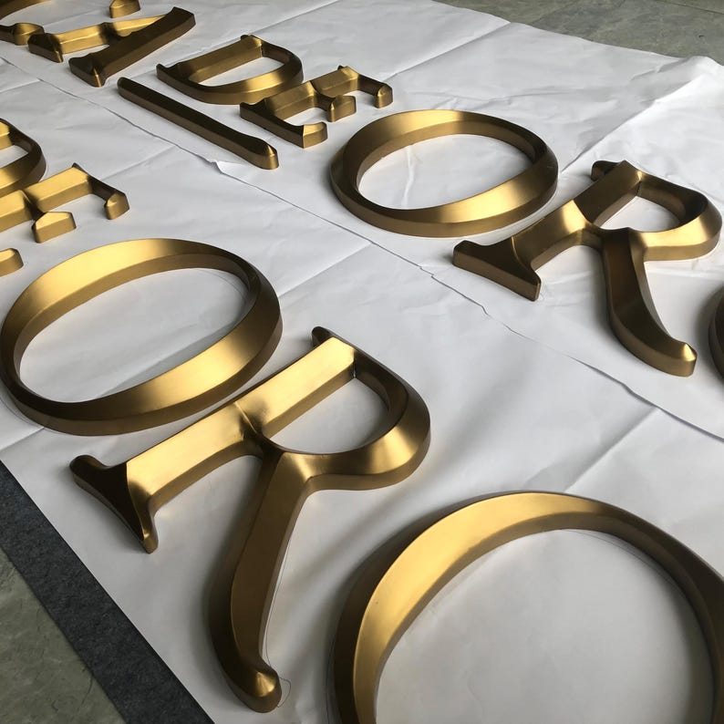 Custom Solid Brass Letters Numbers Logo - 3D Floating Engraved Brass ...