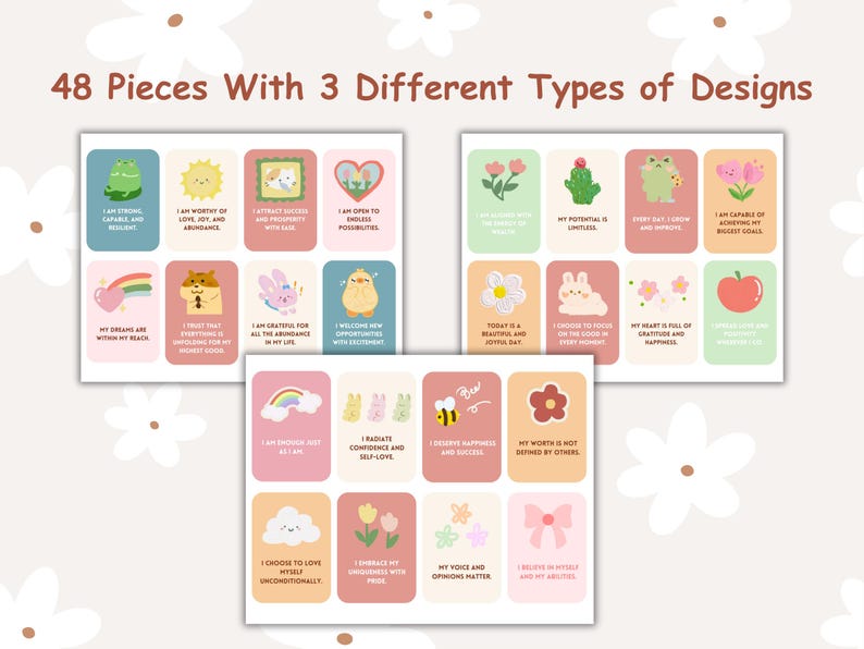Cute Printable Daily Affirmation Card, Affirmation Cards Deck, Positive ...