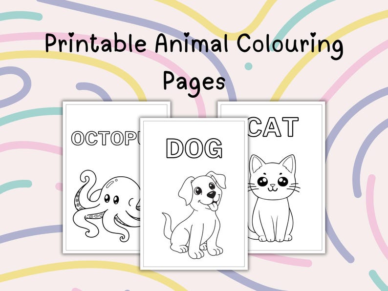 Printable Animal Coloring Pages, Kids Activities (PDF) - Etsy