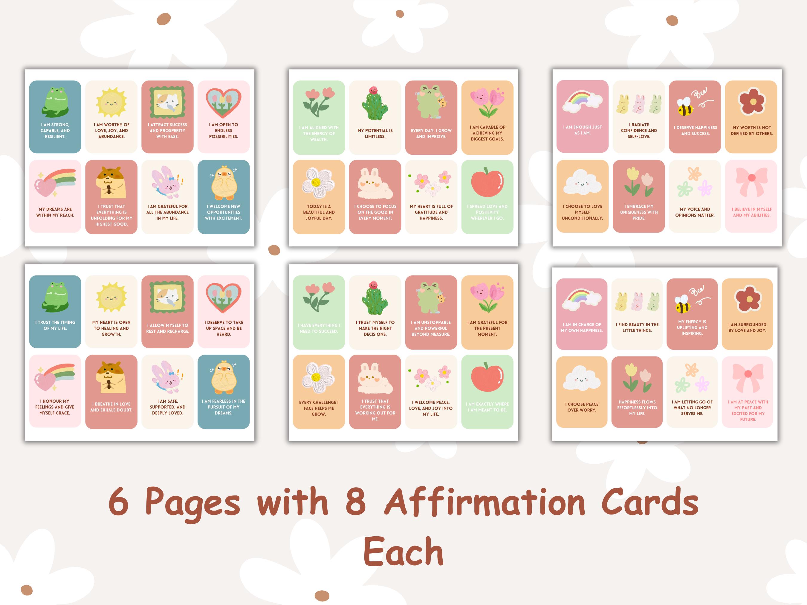 Cute Printable Daily Affirmation Card, Affirmation Cards Deck, Positive ...