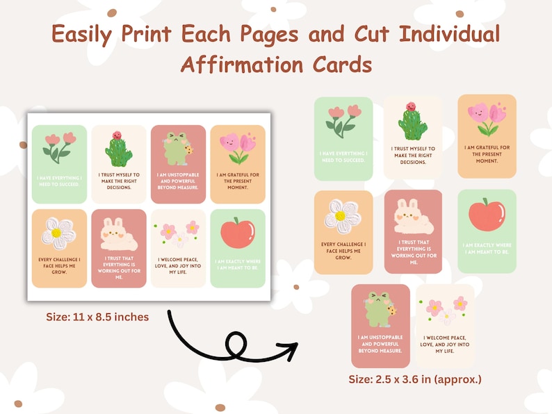 Cute Printable Daily Affirmation Card, Affirmation Cards Deck, Positive ...