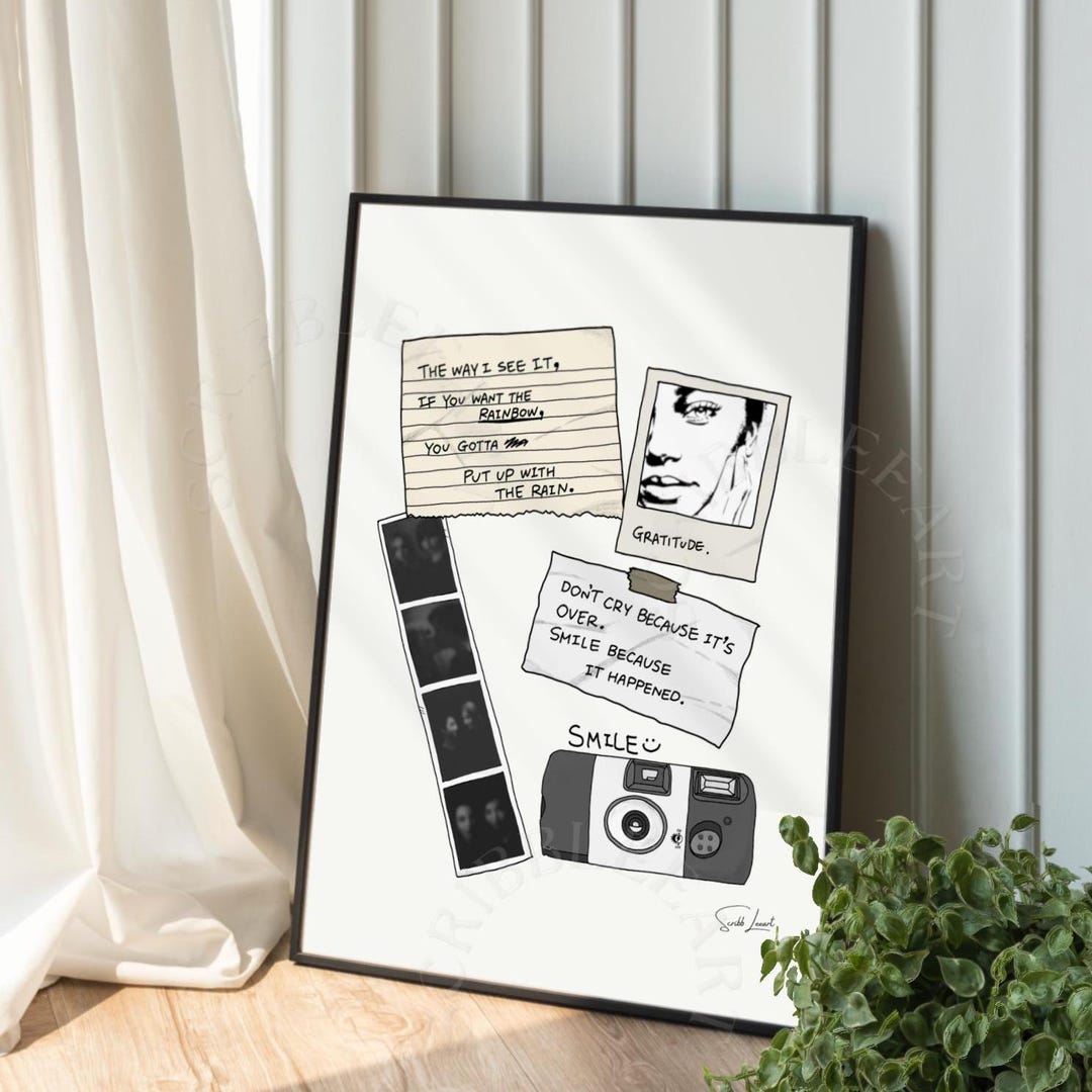 Memories Quote Vertical Poster, Black & White, Polaroid Camera Scrap ...