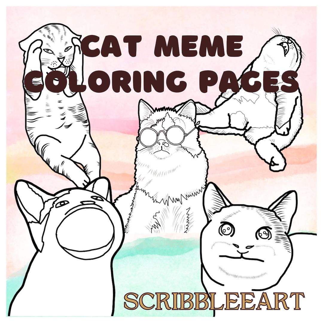 Funny Cat Meme Coloring Pages, 6 Printable Coloring Pages, Funny ...