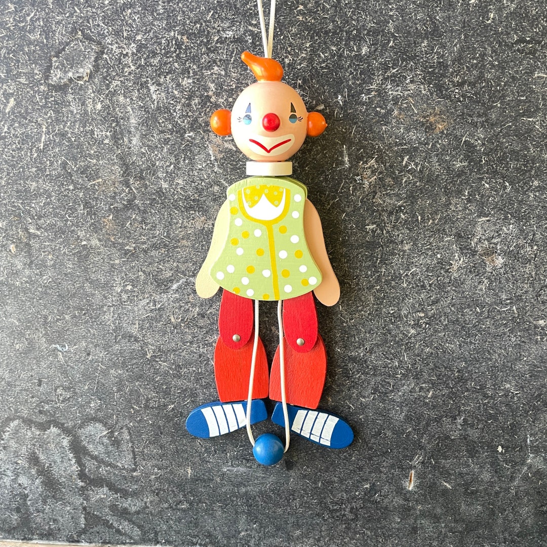 Vintage Wood Clown Toy, Jumping, Dancing, Crib Toy - Etsy