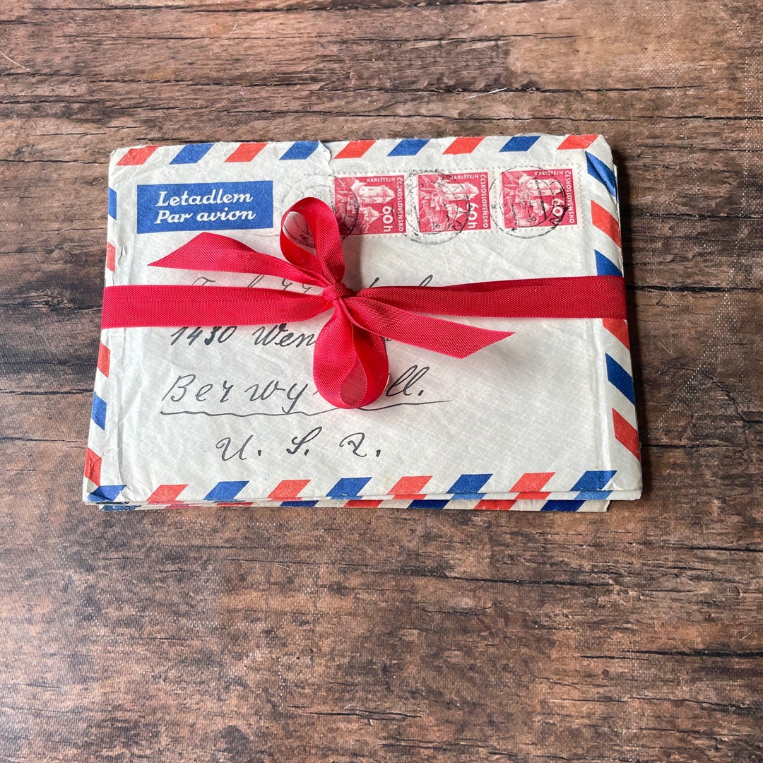 Vintage Air Mail Letters, Group, Cursive, Handwriting, Czech - Etsy