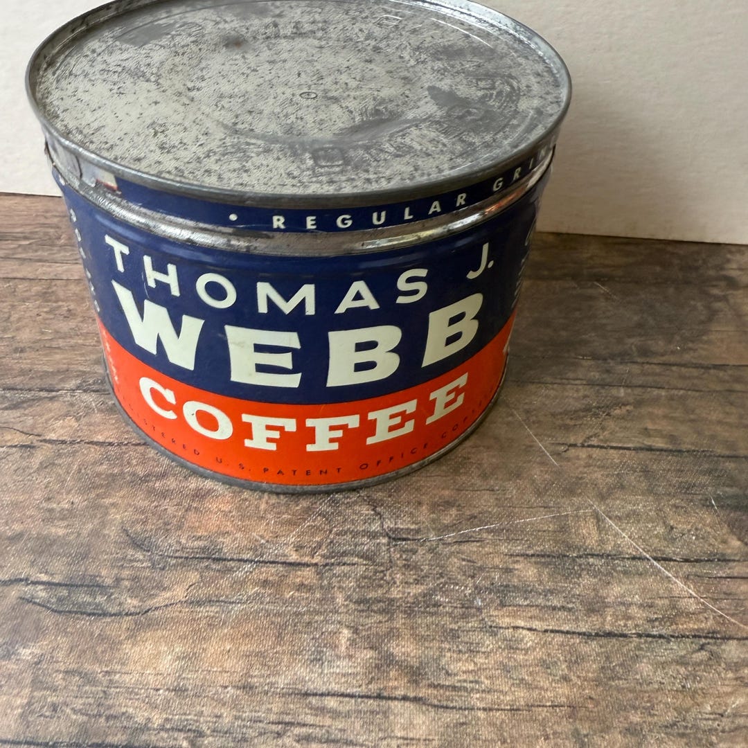 Vintage Coffee Can, Tin, Thomas J Webb - Etsy