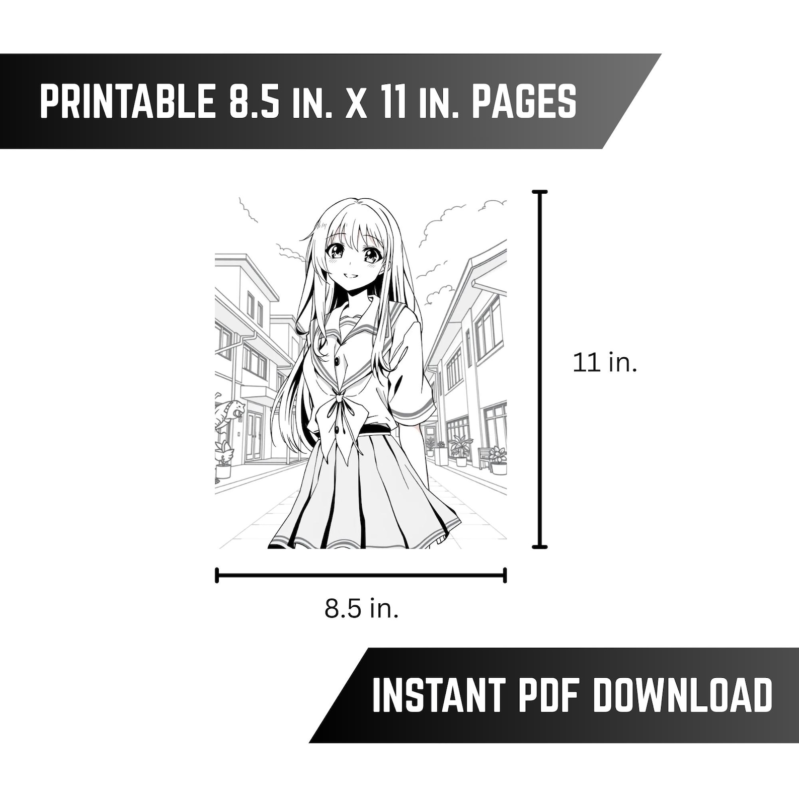 Anime Coloring Book for Kids and Adults Anime Girls Cosplay Costume ...