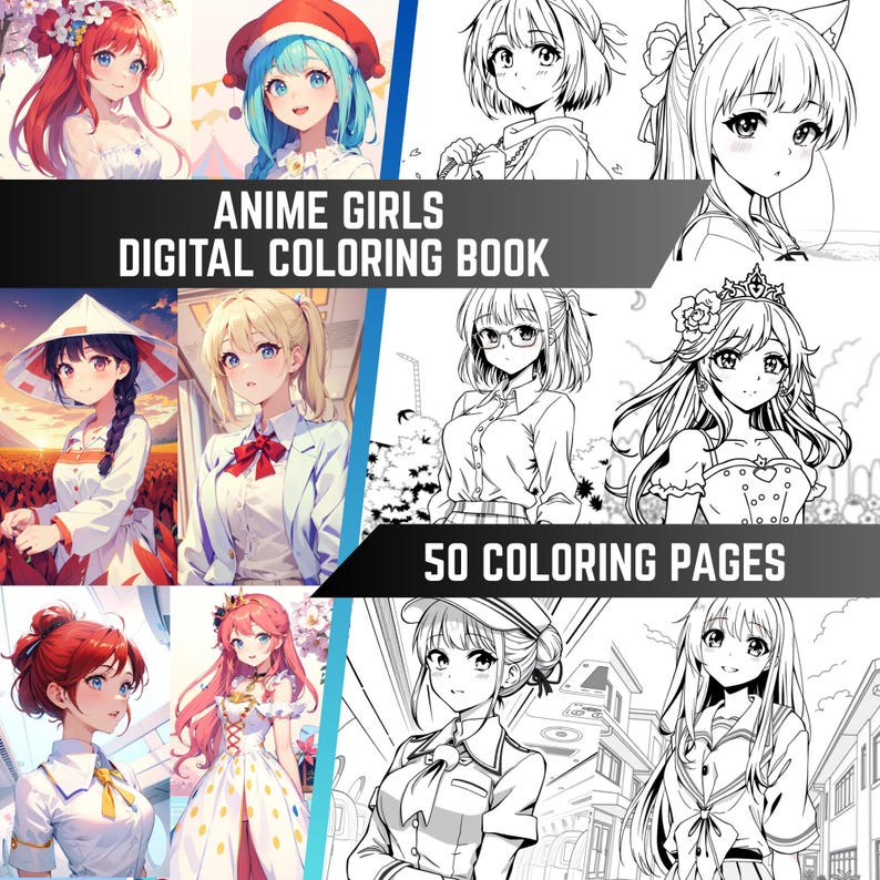 Anime Coloring Book for Kids and Adults Anime Girls Cosplay Costume ...