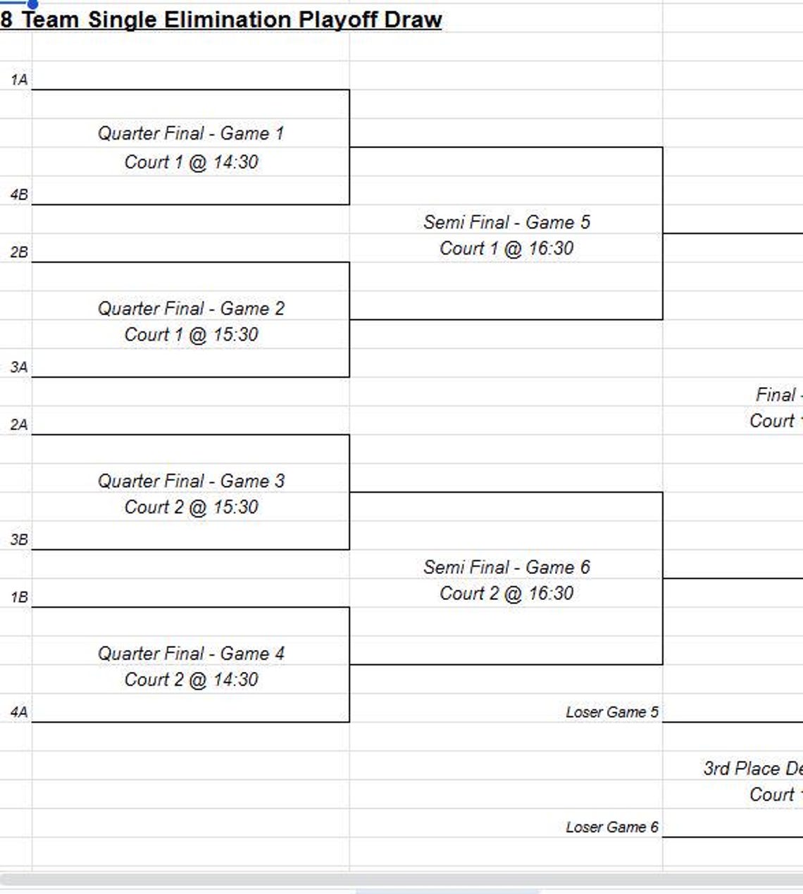 8 Team Round Robin and Playoff Draw Excel Spreadsheet Template Package ...