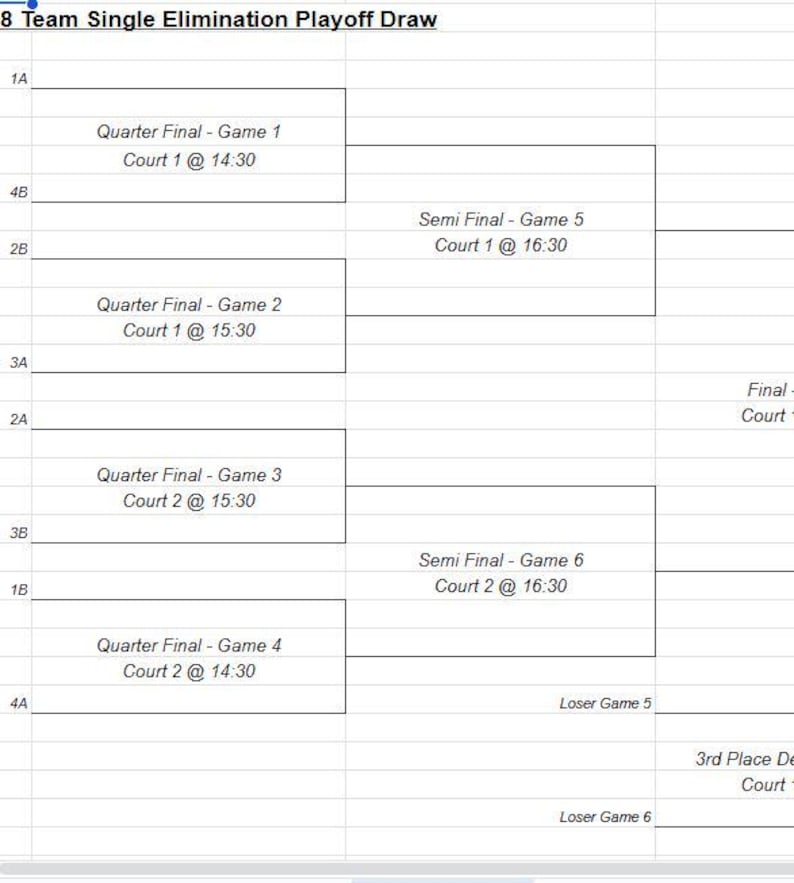 8 Team Round Robin and Playoff Draw Excel Spreadsheet Template Package ...