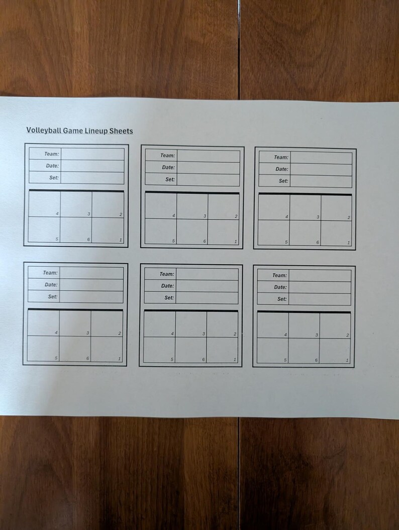 Volleyball Game Lineup Sheet Excel Template - Etsy